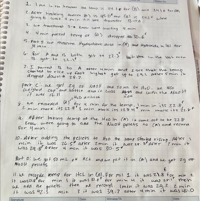 i have the steps in what i did in the expiremnt | Chegg.com