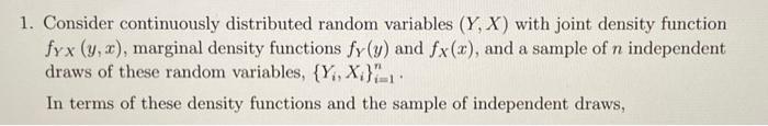Consider continuously distributed random variables | Chegg.com