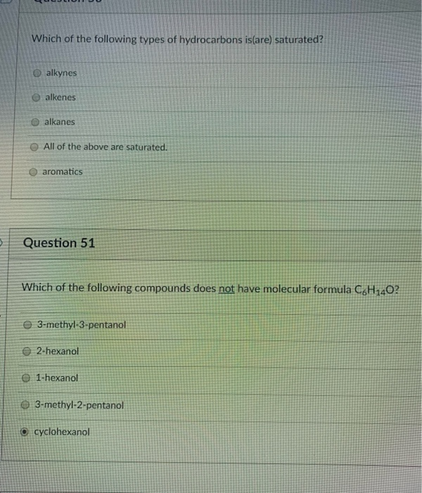 Solved Which of the following types of hydrocarbons is(are) | Chegg.com