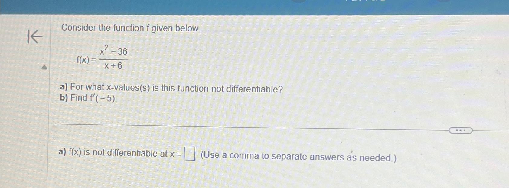Solved Consider the function f ﻿given below.f(x)=x2-36x+6a) | Chegg.com