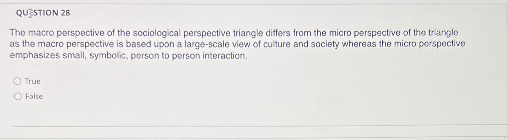 Solved QU:STION 28The macro perspective of the sociological | Chegg.com