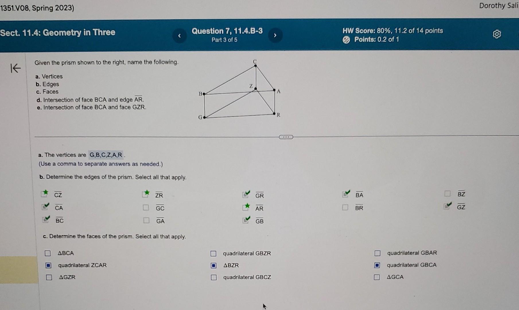 Solved Given the prism shown to the right, name the | Chegg.com
