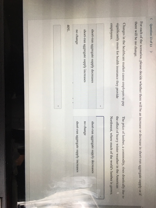 Solved Question 13 of 13 > For each of the scenarios, please | Chegg.com