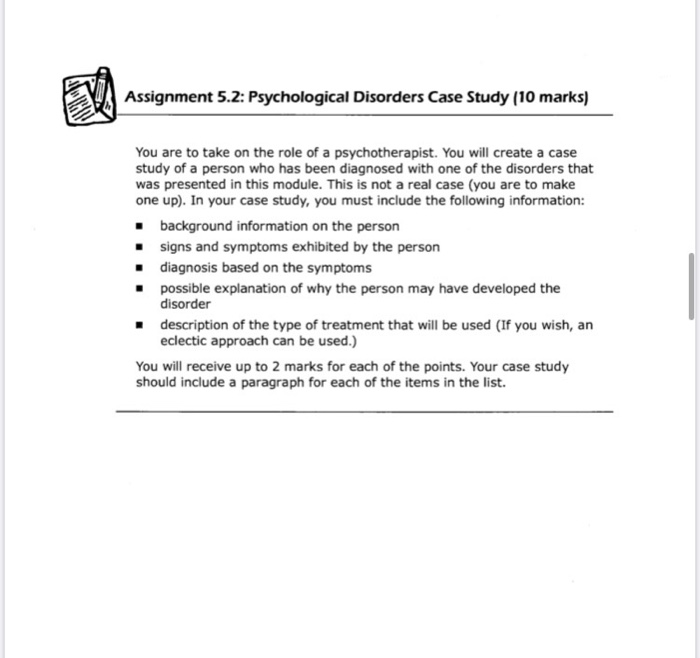 Solved Assignment 5.2: Psychological Disorders Case Study | Chegg.com
