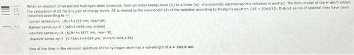 Solved N 2 When An Electron Of An Excited Hydrogen Atom