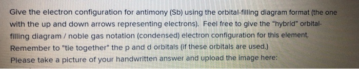 Solved Give the electron configuration for antimony (Sb) | Chegg.com