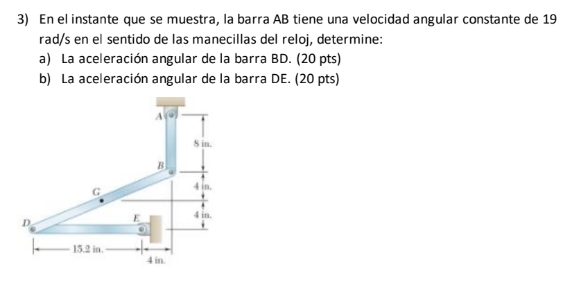 Solved En el instante que se muestra, la barra AB tiene una | Chegg.com