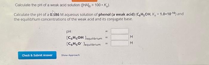 Solved Calculate the pH of a weak acid solution | Chegg.com