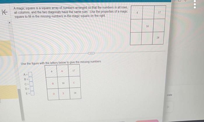 Solved A magic square is a square array of numbers arranged | Chegg.com