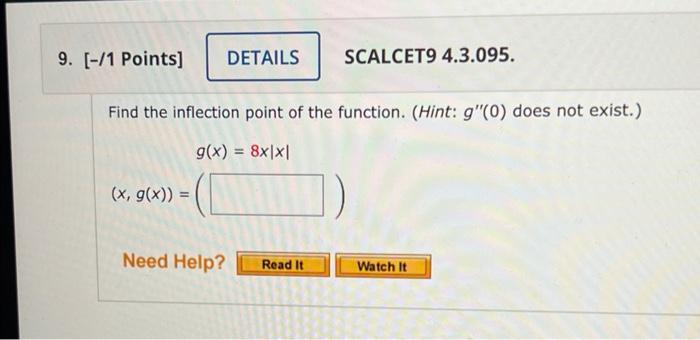 Solved Find the inflection point of the function. (Hint: | Chegg.com