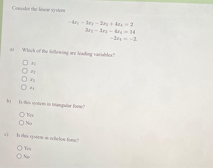 Solved Consider the linear system | Chegg.com
