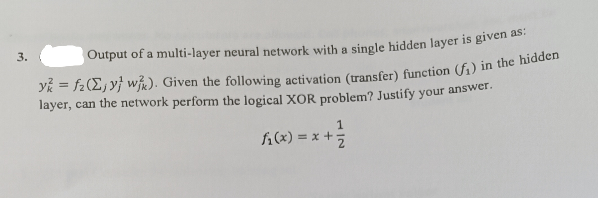 Solved ﻿Output of a multi-layer neural network with a | Chegg.com