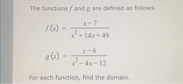 Solved The functions f and g are defined as follows. f(x) | Chegg.com