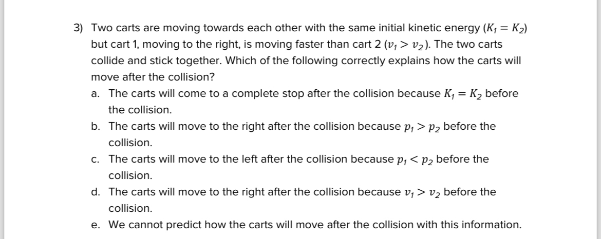 Solved Two carts are moving towards each other with the same | Chegg.com