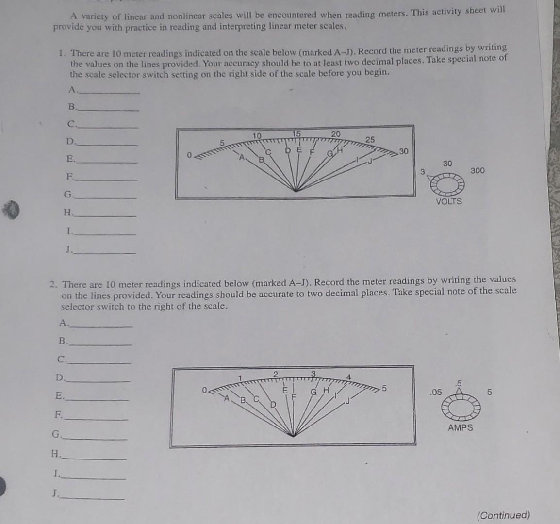 Solved A variety of linear and nonlinear scales will be | Chegg.com