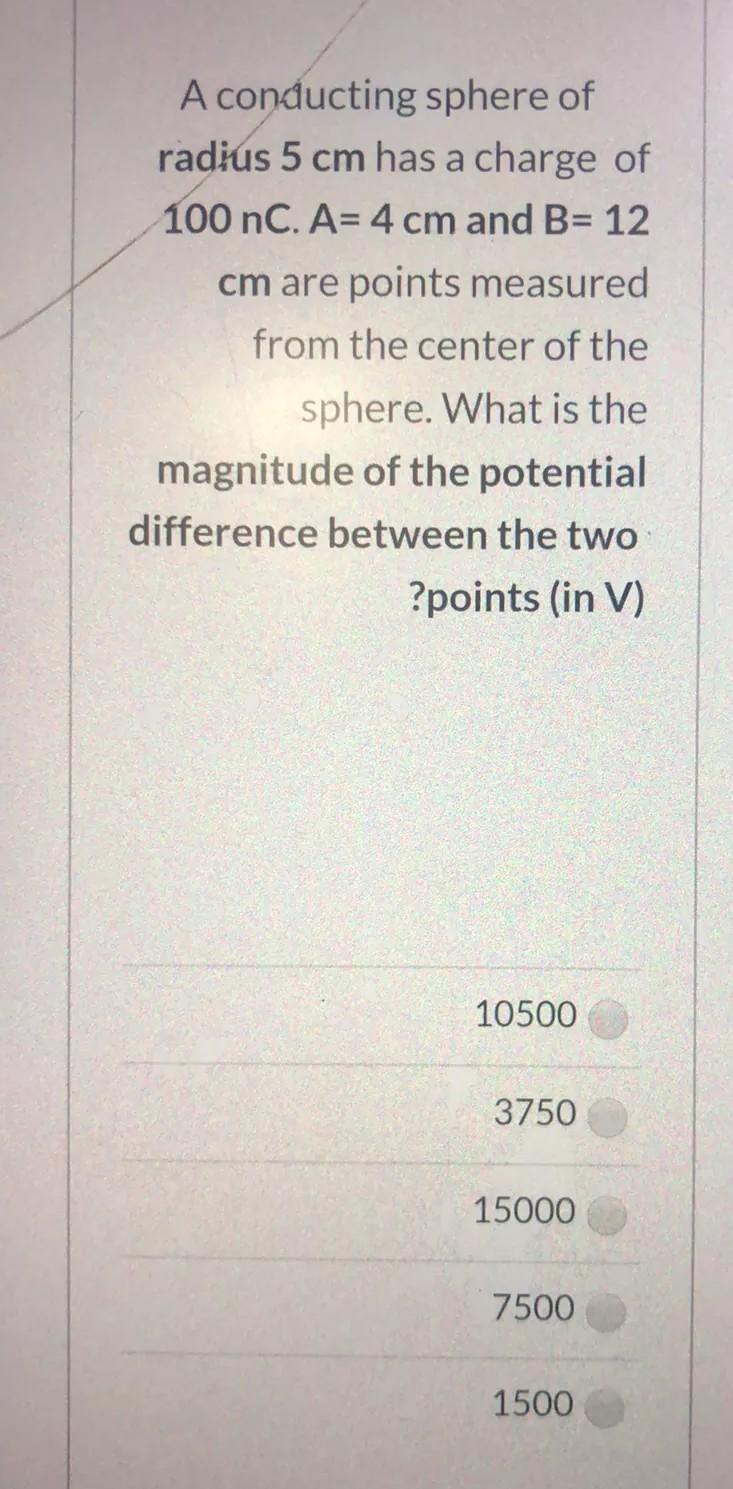 Solved A conducting sphere of radius 5 cm has a charge of | Chegg.com