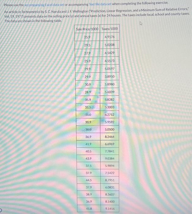 Solved Please use the accompanying Excel data set or | Chegg.com