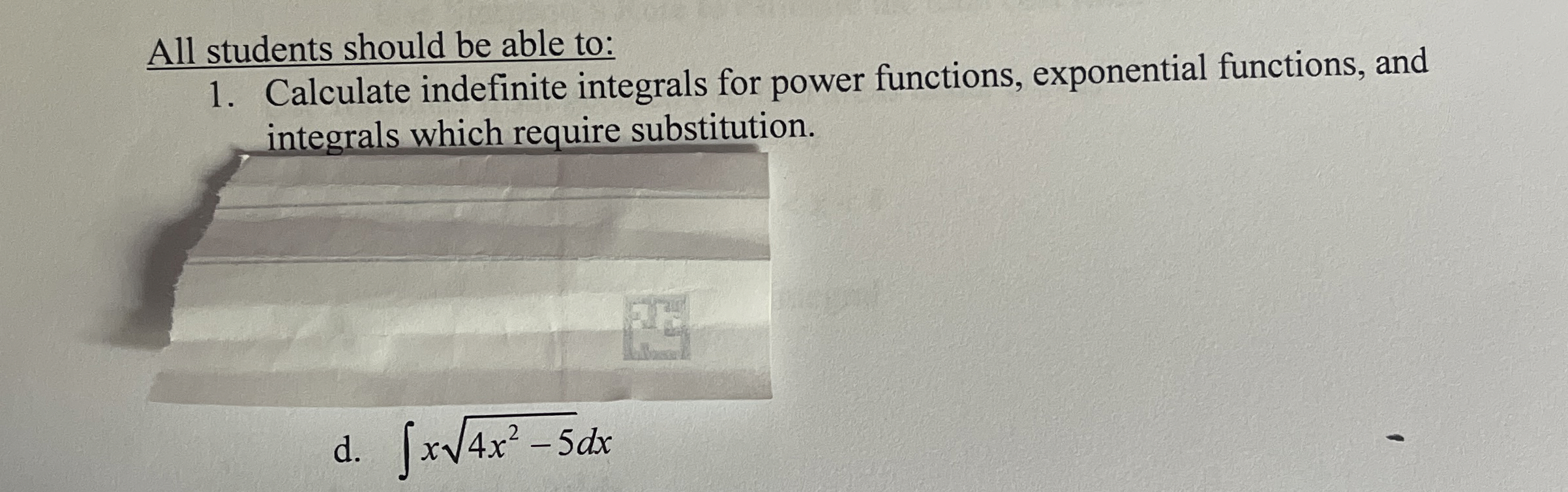 Solved All students should be able to:Calculate indefinite | Chegg.com