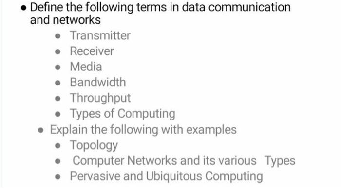Solved - Define the following terms in data communication | Chegg.com