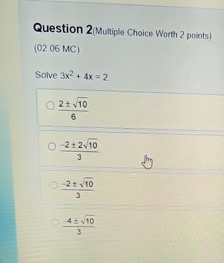 Solved Question 2(Multiple Choice Worth 2 ﻿points)(02.06 | Chegg.com