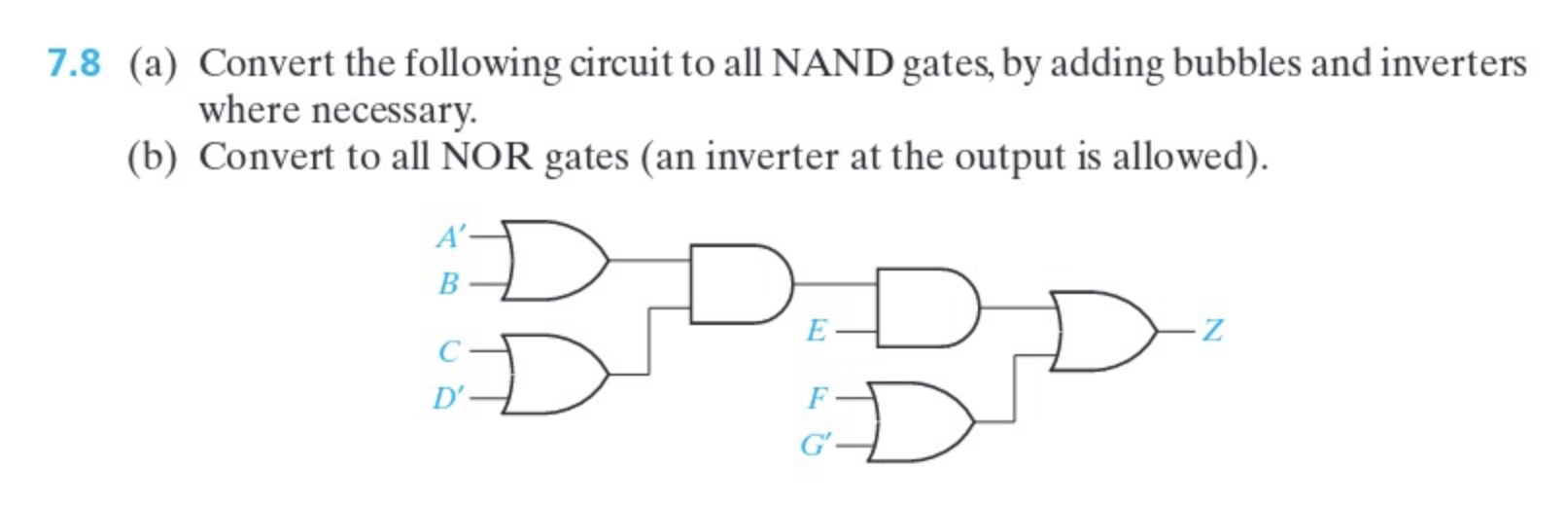 Solved 7.8 (a) ﻿Convert the following circuit to all NAND | Chegg.com