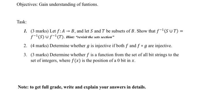 Solved Objectives: Gain understanding of funtions. Task: 1. | Chegg.com
