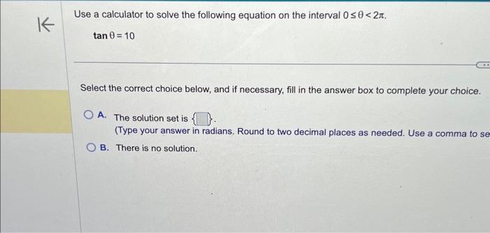 Solved Use a calculator to solve the following equation on | Chegg.com