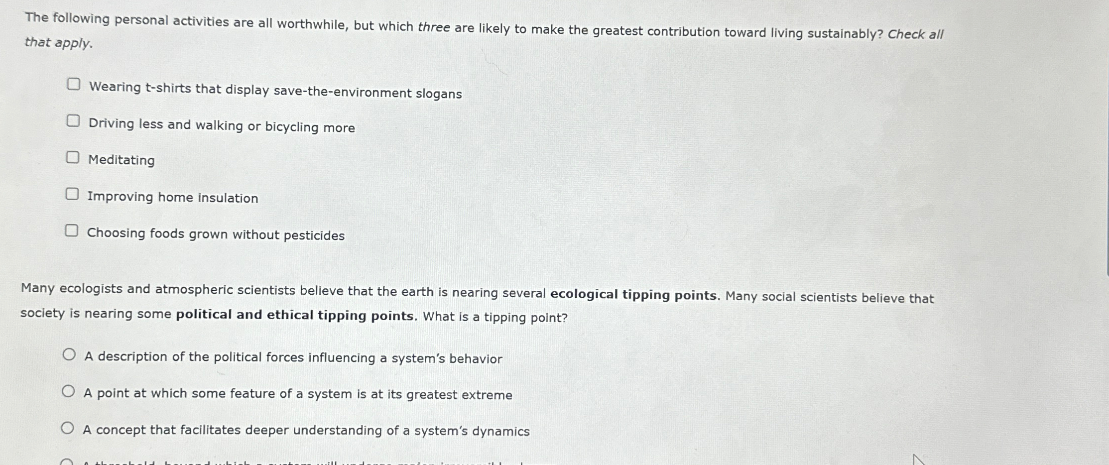 Solved The following personal activities are all worthwhile, | Chegg.com