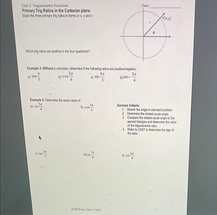 Solved Date Unit 5 Trigonometric Functions Primary Trig