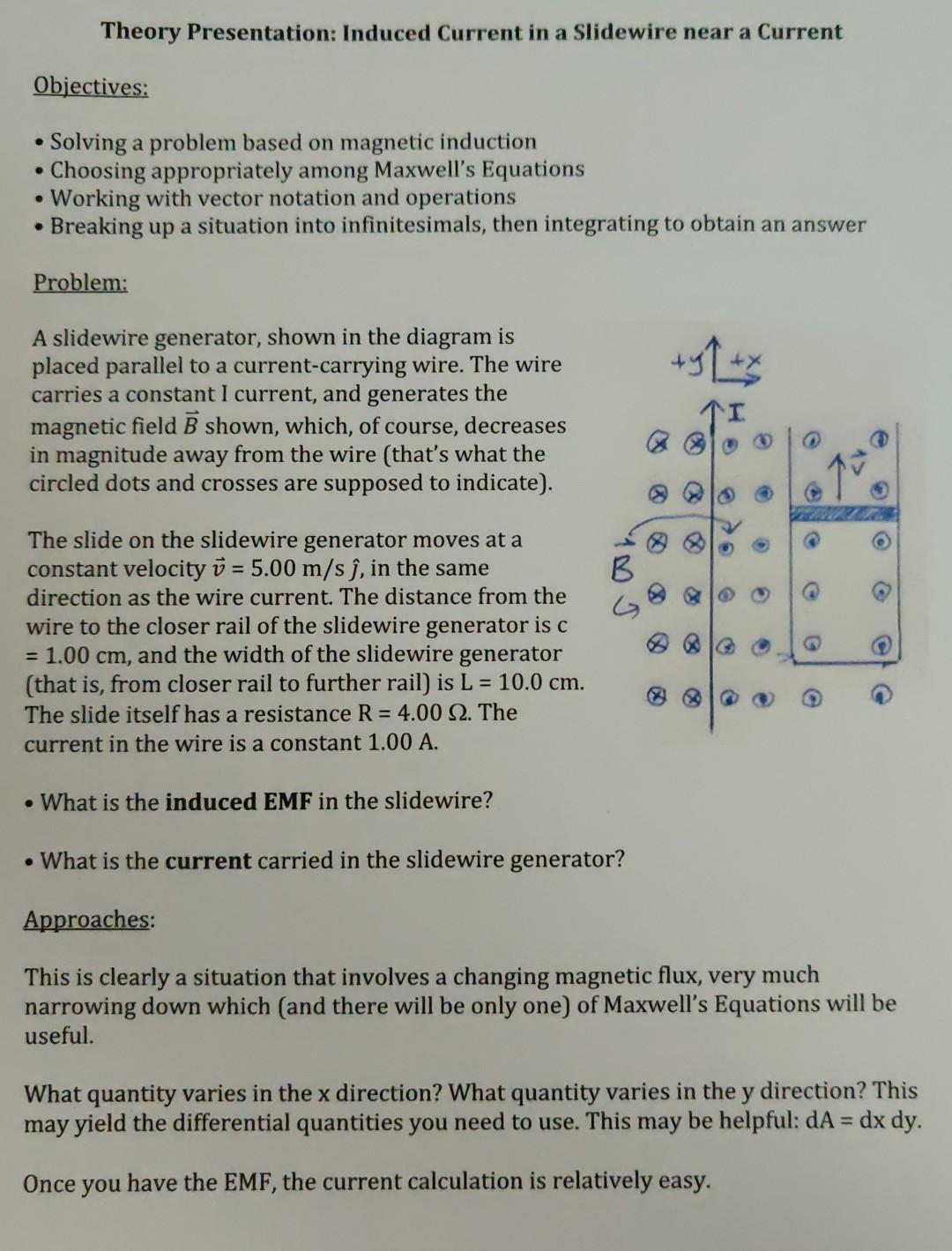 Solved Theory Presentation: Induced Current in a Slidewire | Chegg.com