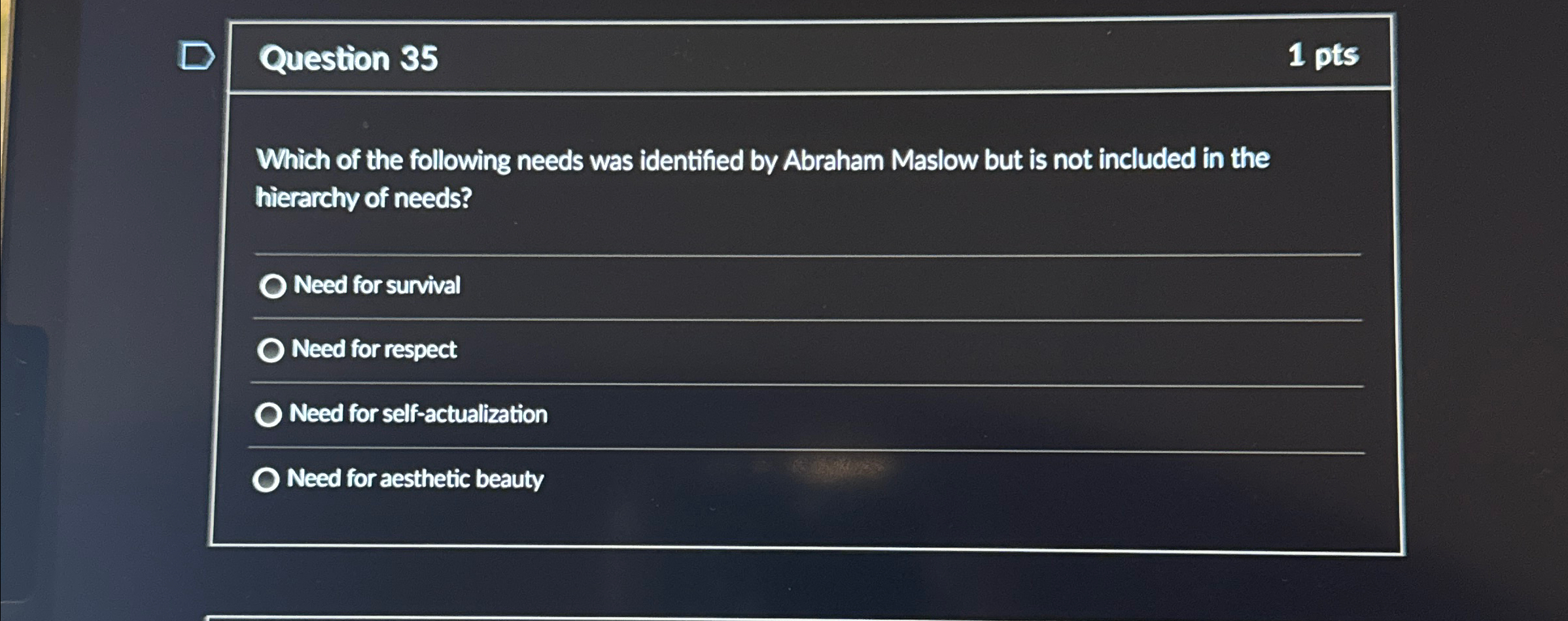 Solved Question 351 ﻿ptsWhich of the following needs was | Chegg.com