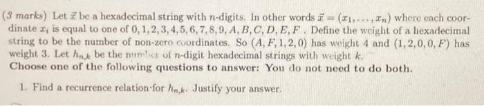 Solved Letbe a hexadecimal string with n-digits. In other | Chegg.com