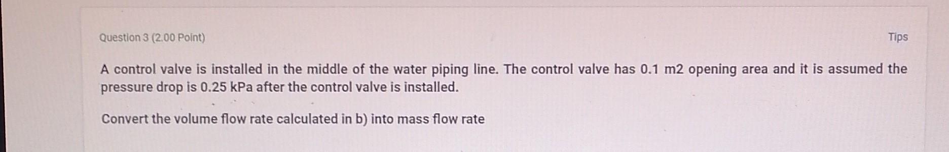 Solved A control valve is installed in the middle of the | Chegg.com