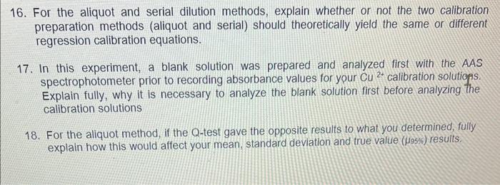 Solved 6. For the aliquot and serial dilution methods, | Chegg.com