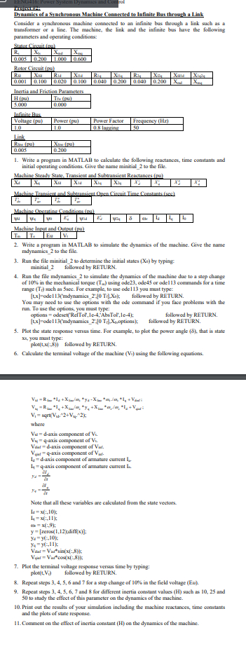 Consider a synchronous machine connected to an | Chegg.com