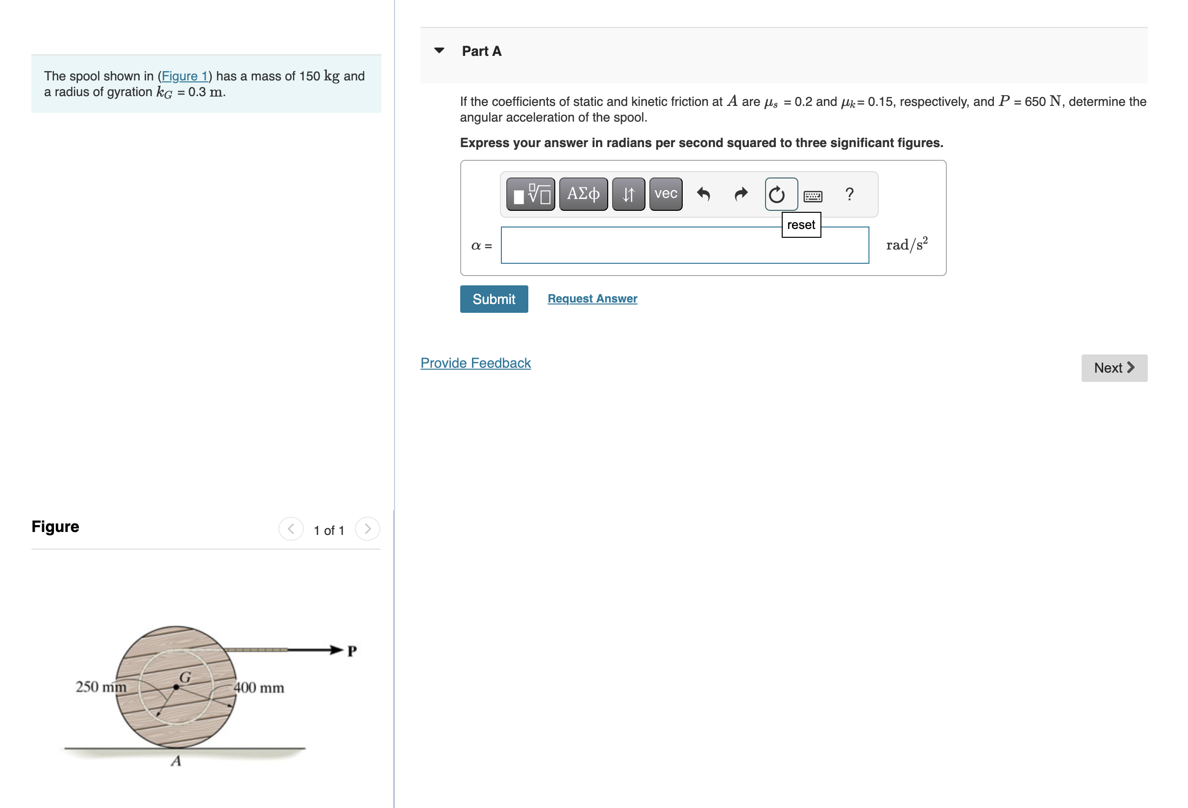 Solved The spool shown in (Figure 1) ﻿has a mass of 150 kg | Chegg.com