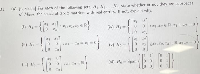 Solved (a) [12 MARks] For each of the following sets, | Chegg.com