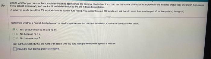 Solved Decide whether you can use the formal distribution to | Chegg.com