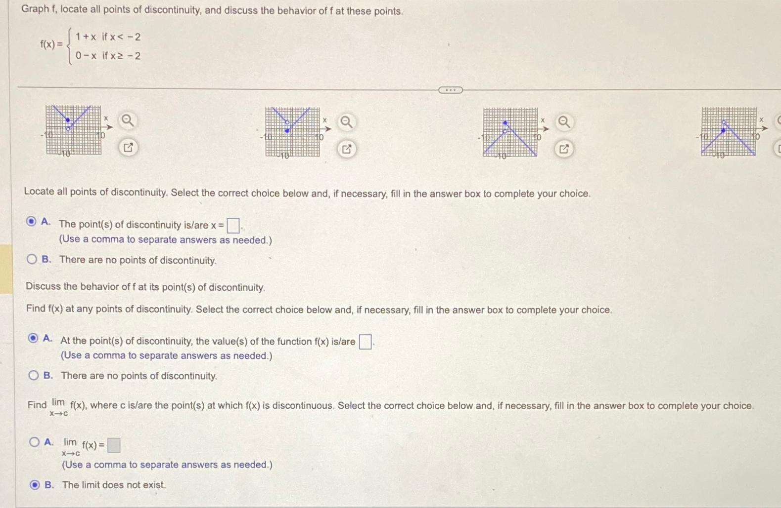 Solved Graph f, ﻿locate all points of discontinuity, and | Chegg.com
