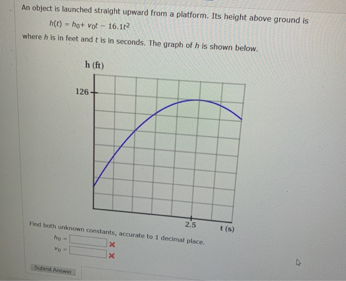 Solved An object is launched straight upward from a | Chegg.com