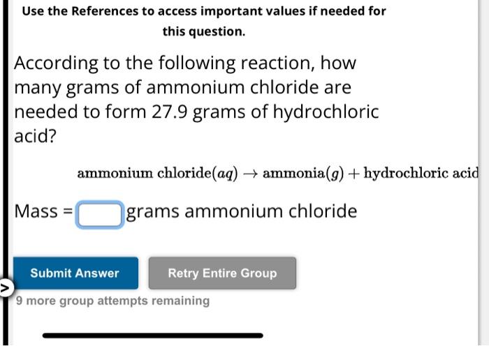 Solved According to the following reaction, how many grams | Chegg.com