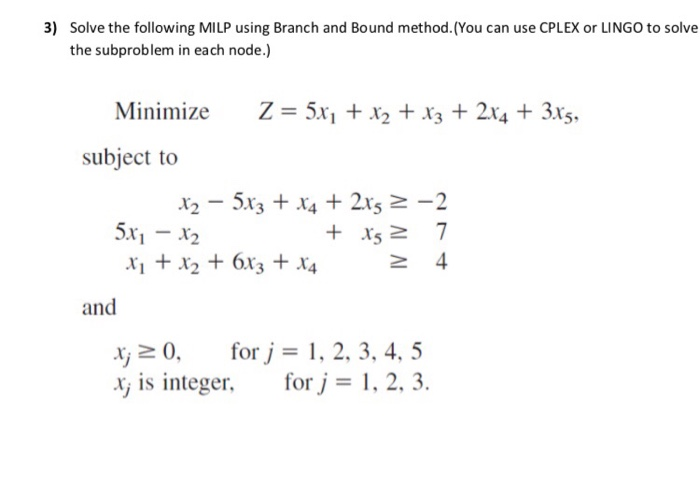 Solved 3) Solve the following MILP using Branch and Bound | Chegg.com