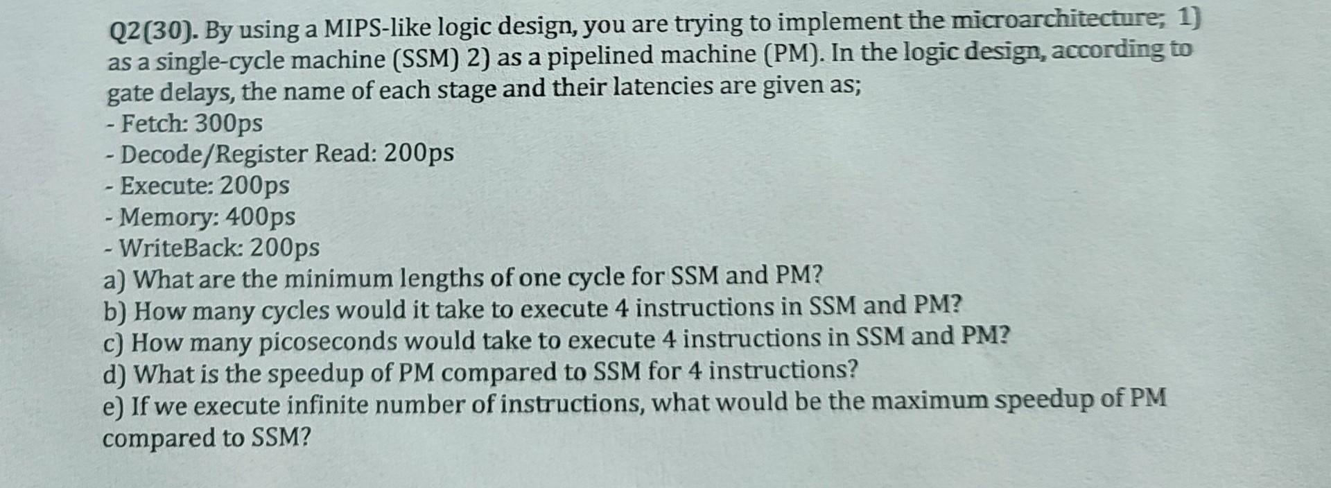 Solved Q2(30). By using a MIPS-like logic design, you are | Chegg.com