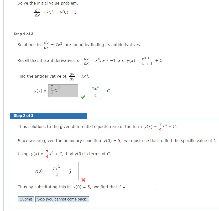 Solved Solve the initial value problem. dy dx = 3x3, | Chegg.com