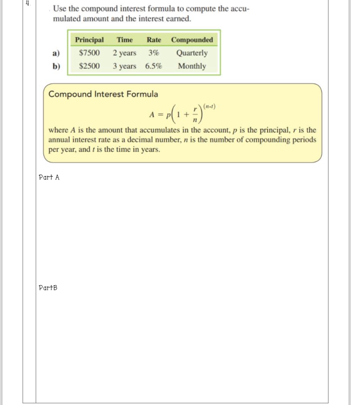 Solved Use the compound interest formula to compute the | Chegg.com