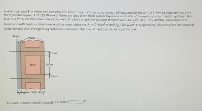 Solved A 4-m-high and 6-m-wide wall consists of a long 15-cm | Chegg.com