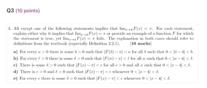 Solved 3. All except one of the following statements implies | Chegg.com