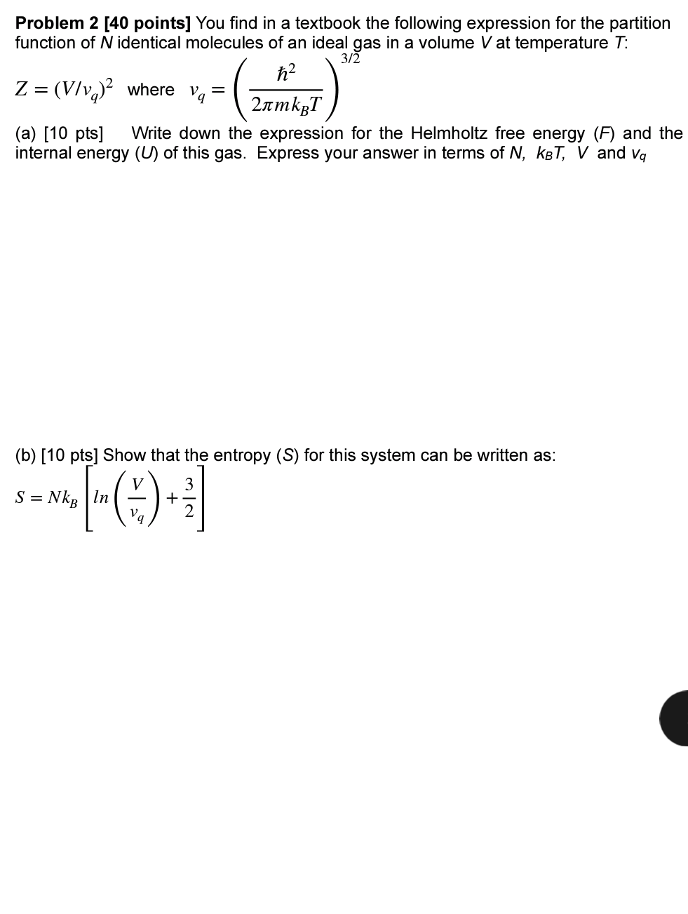 Solved Problem 2 [40 points] You find in a textbook the | Chegg.com