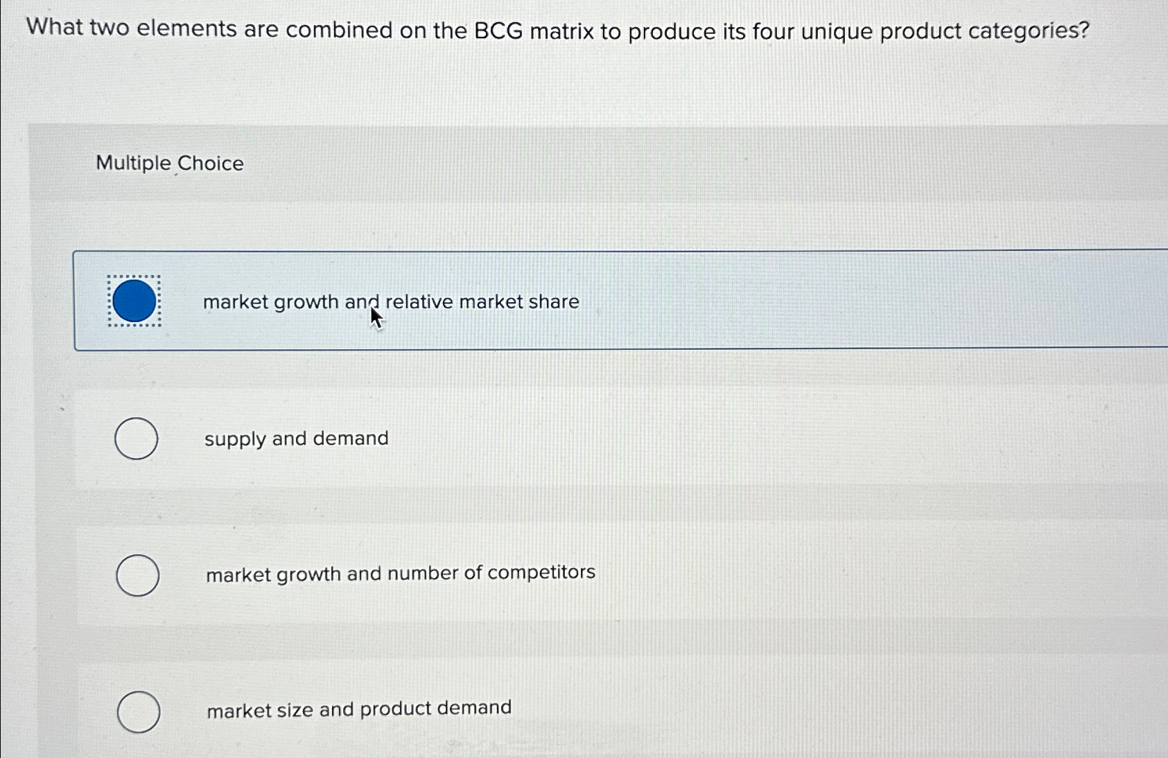 Solved What two elements are combined on the BCG matrix to | Chegg.com