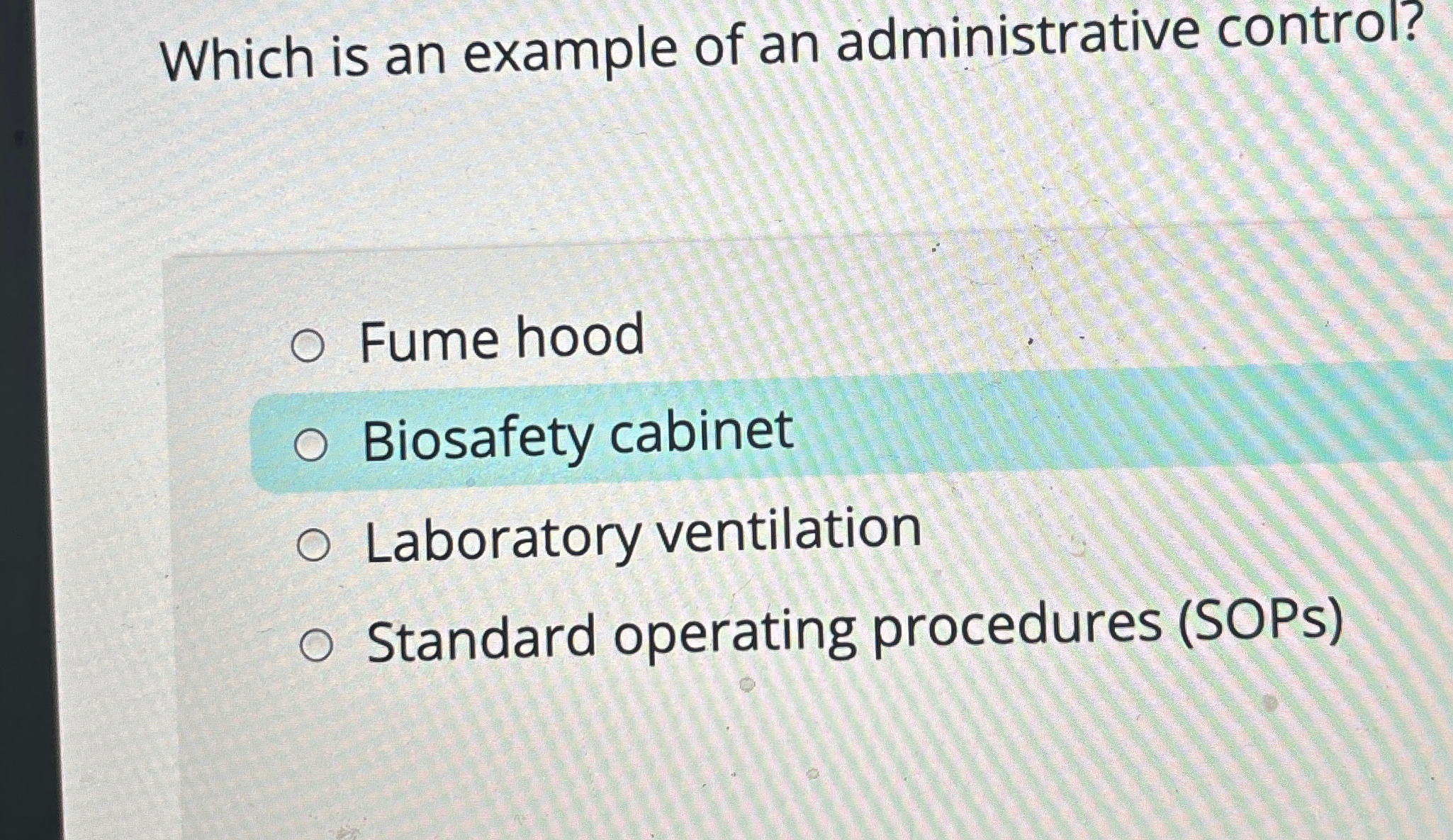 Solved Which is an example of an administrative control?Fume | Chegg.com